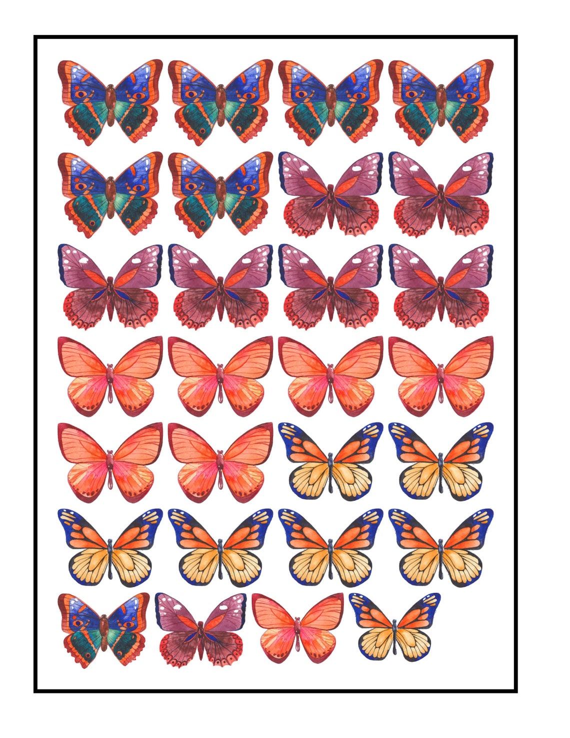 Edible Pre Cut Wafer Butterfly Red Etsy