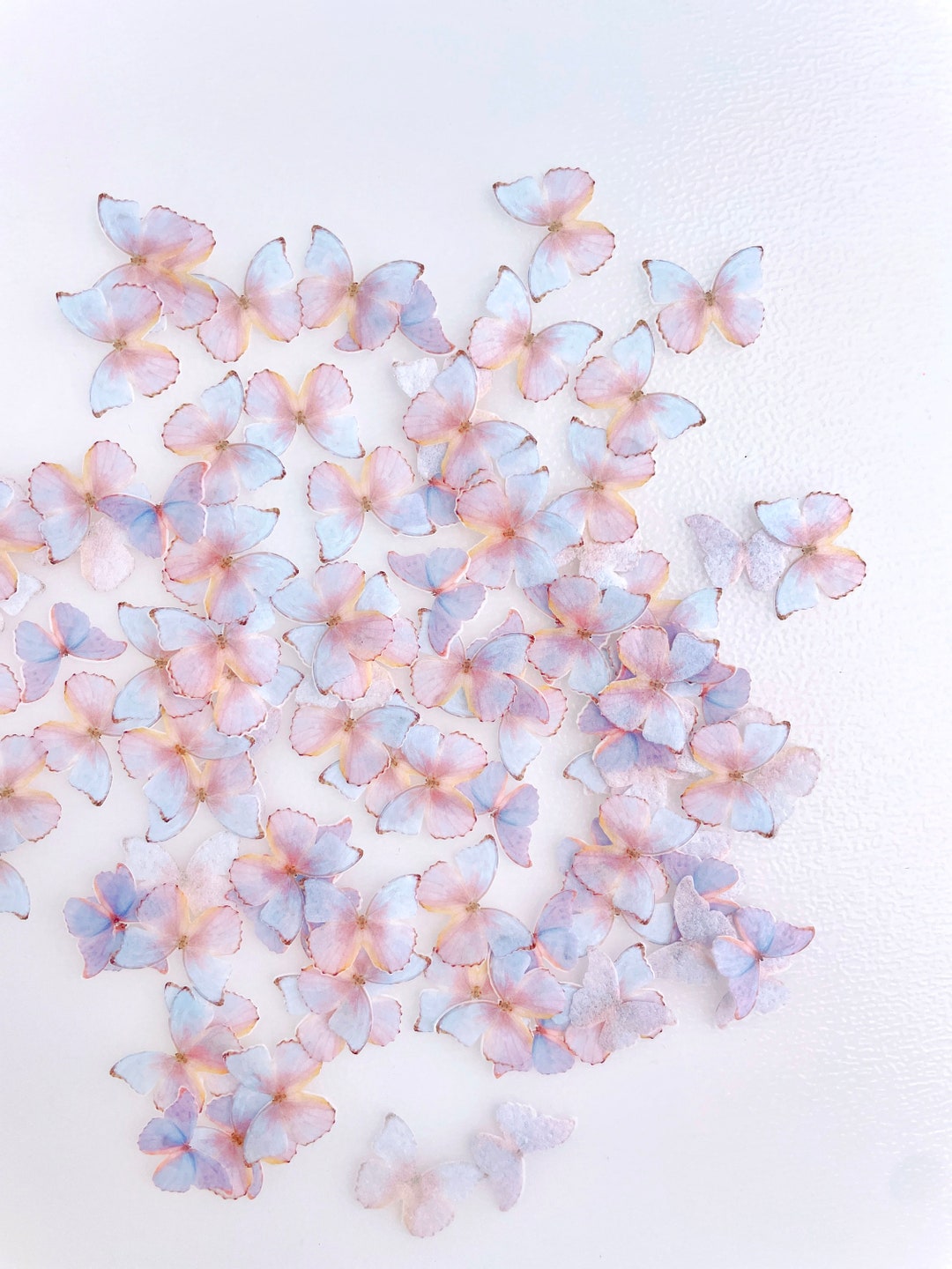 Pack of 140 Edible Pre-cut Wafer Butterfly - 2 Cm Mini Pink and Purple ...