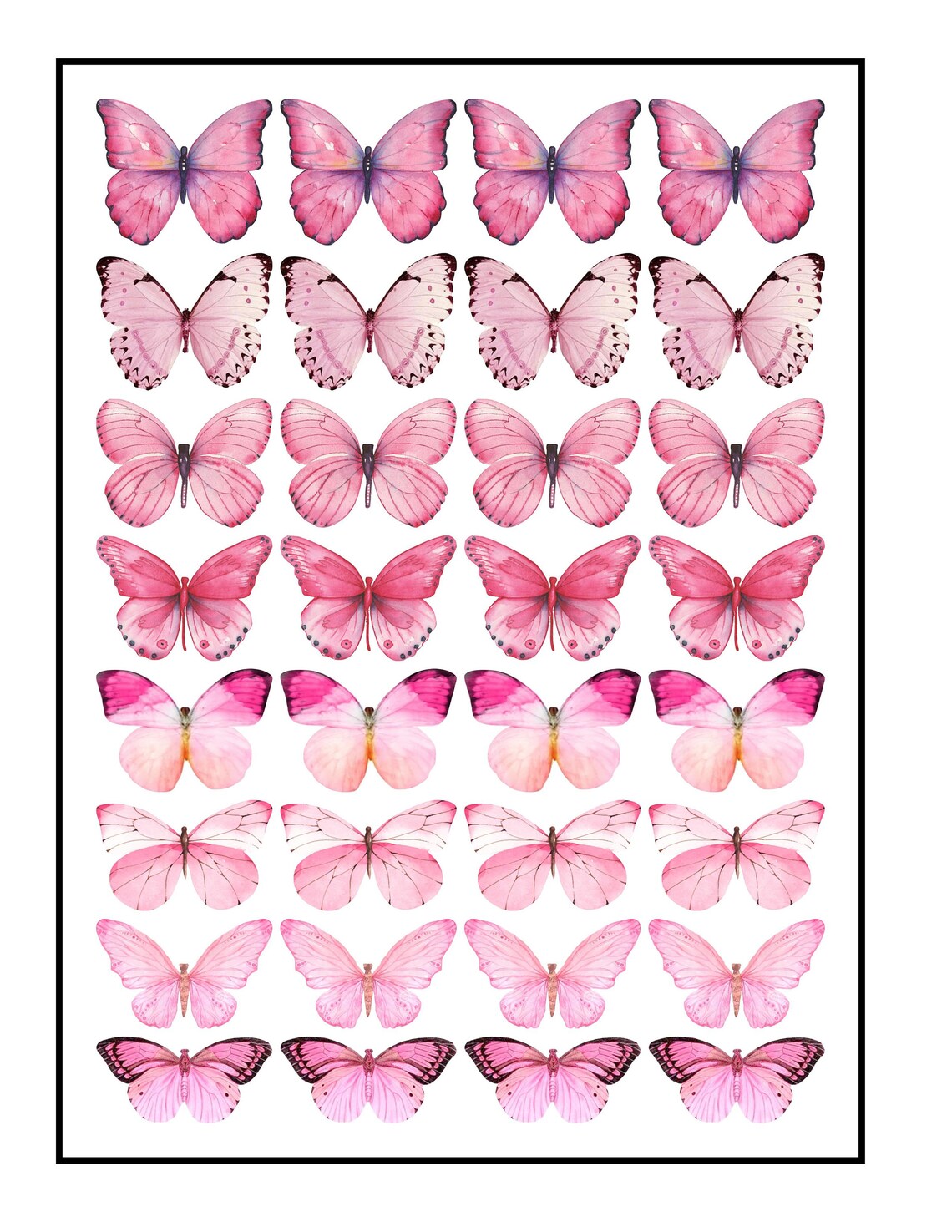 Edible Pre Cut Wafer Butterfly Assorted Pink Etsy