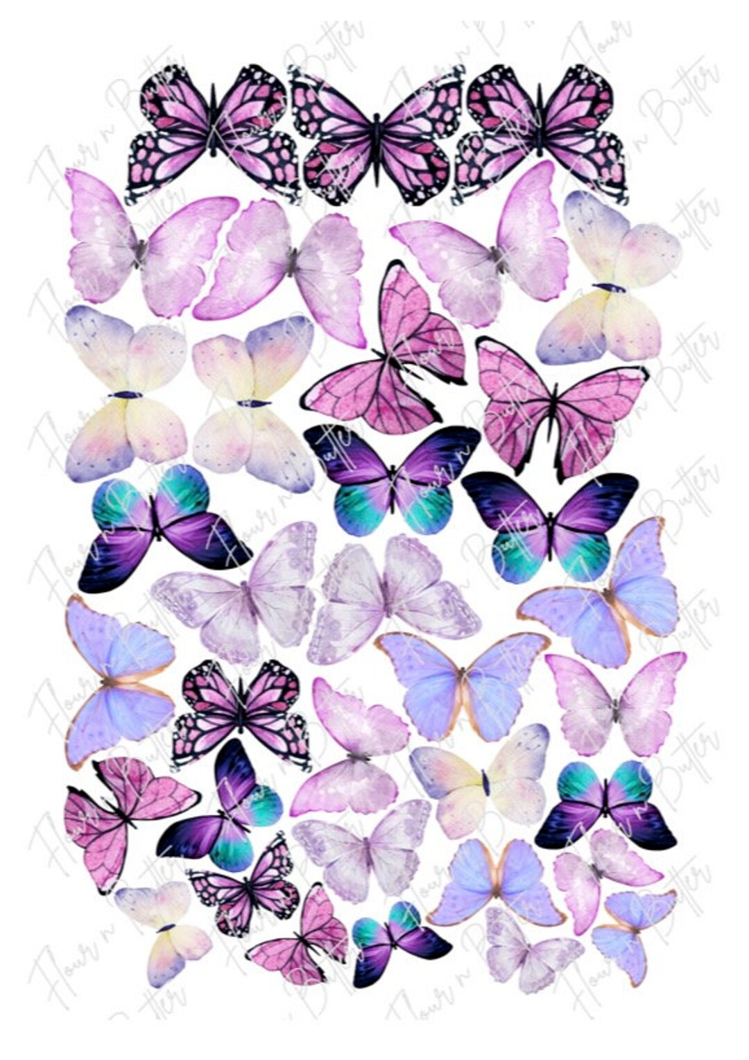Pack of 35 Edible Pre-cut Wafer Butterfly - 3-5cm Assorted Purple - Etsy