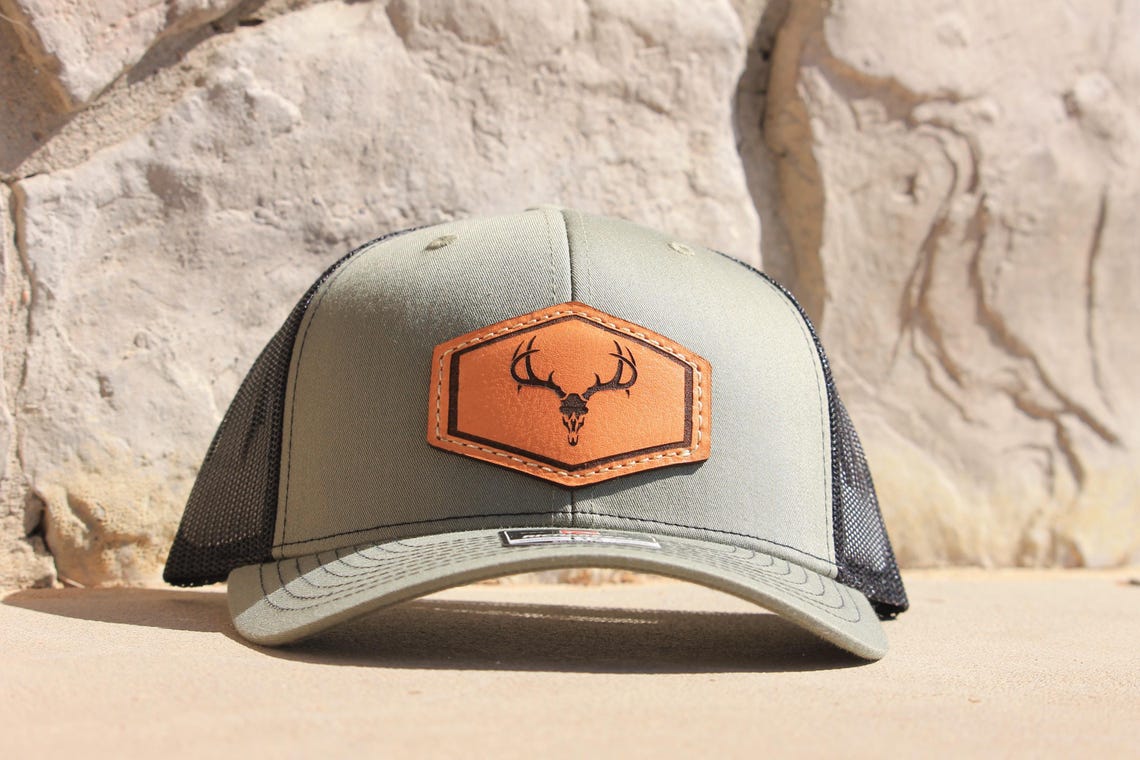 Deer Skull Leather Patch Hat - Etsy