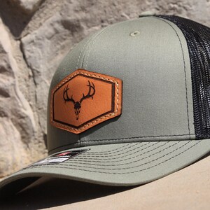 Deer Skull Leather Patch Hat - Etsy
