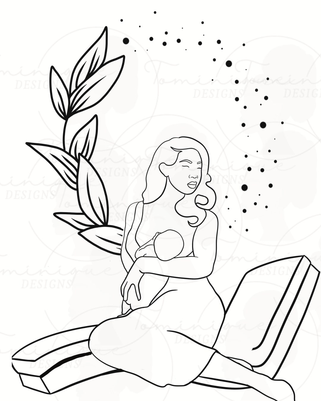 Mothers Day Coloring Page, Black Moms Feeding, PNG, Paint and Sip - Etsy