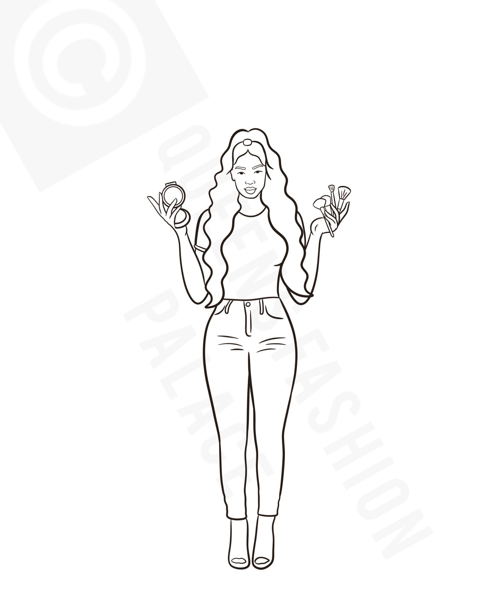 Makeup Artist Coloring Page, Paint and Sip Art - Etsy