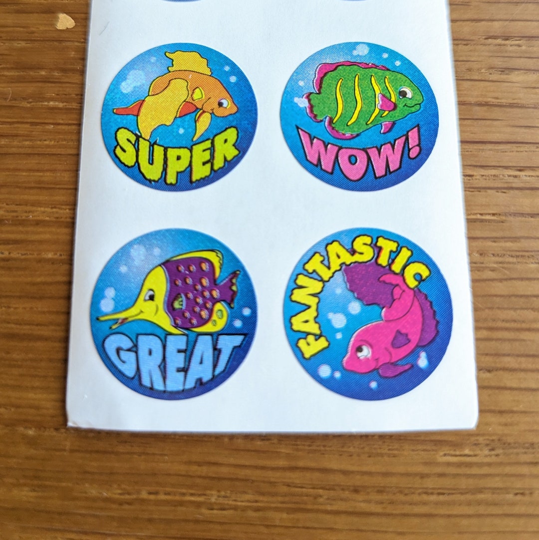Sandylion Prismatic Semi-glossy Fish Reward Stickers - 3 Repeat Squares ...