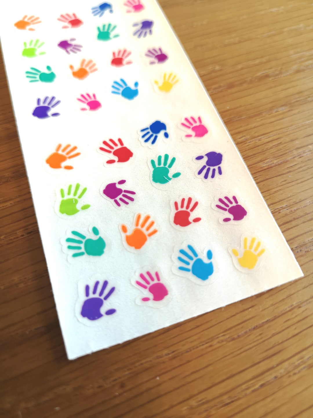 Sandylion Vellum Colourful Hand Print Stickers 1 Sheet 3 Repeat Squares ...