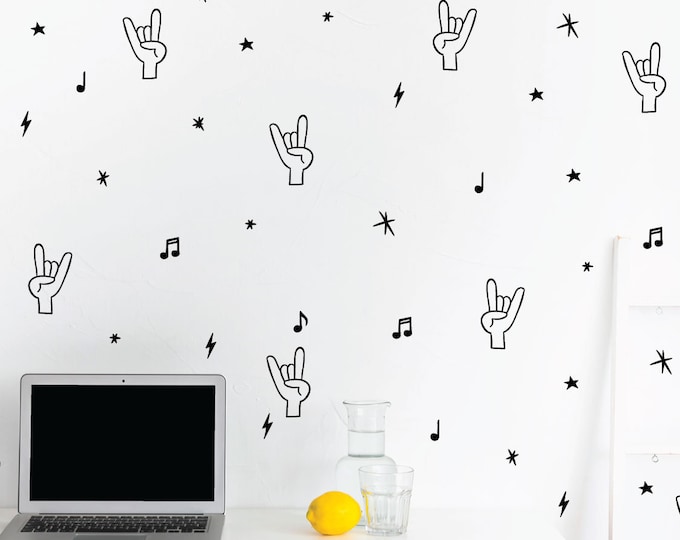 Rock and Roll Decal Set - Nursery Decor, Gift for Mom, Wall Decor, Kids ...