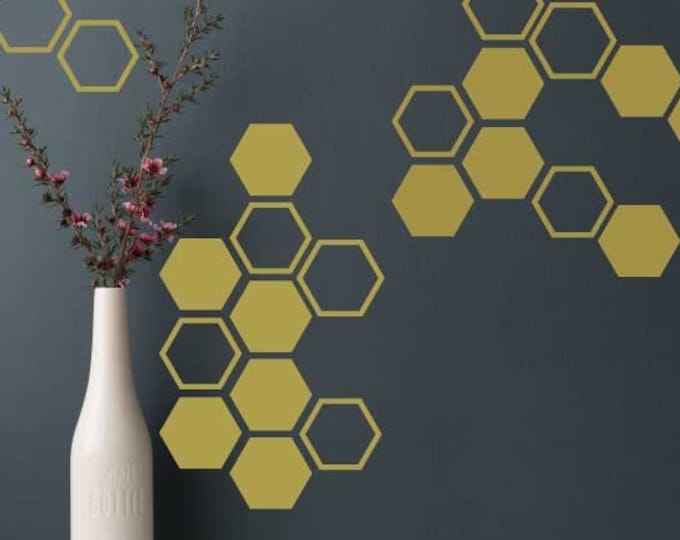 Honeycomb Wall Decals, Hexagon Wall Decals, Vinyl Decals, Gold Decals ...