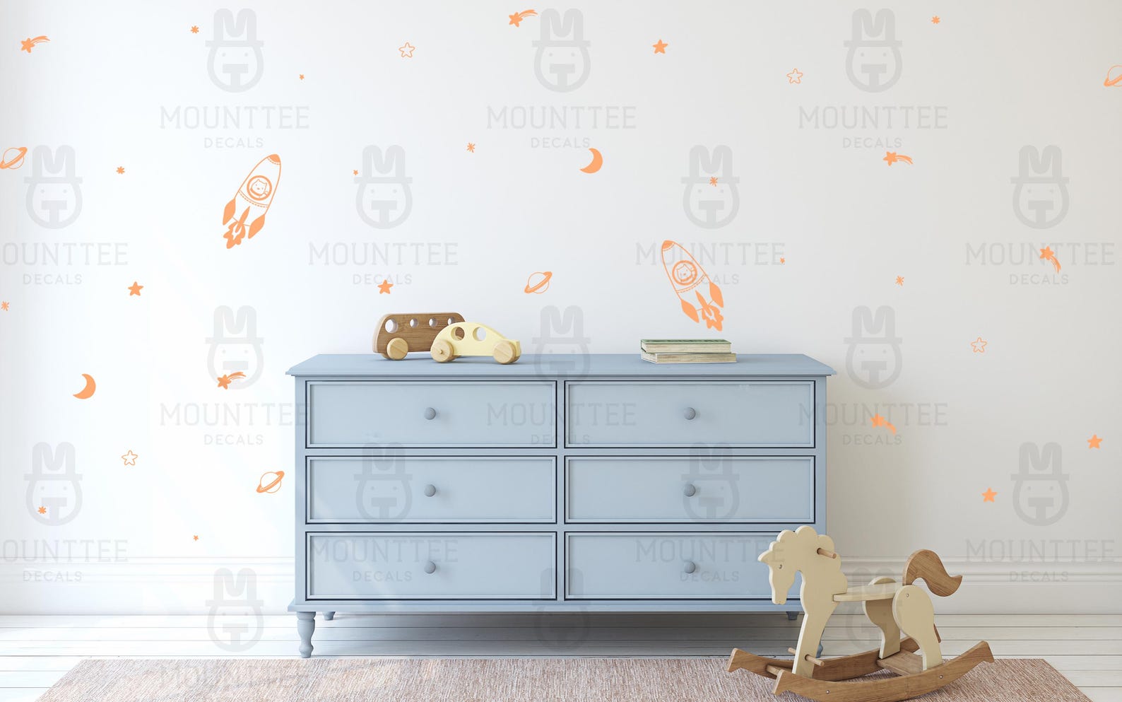Space Wall Decals, Outer Space Decals, Rocket Wall Decals, Planets Wall ...