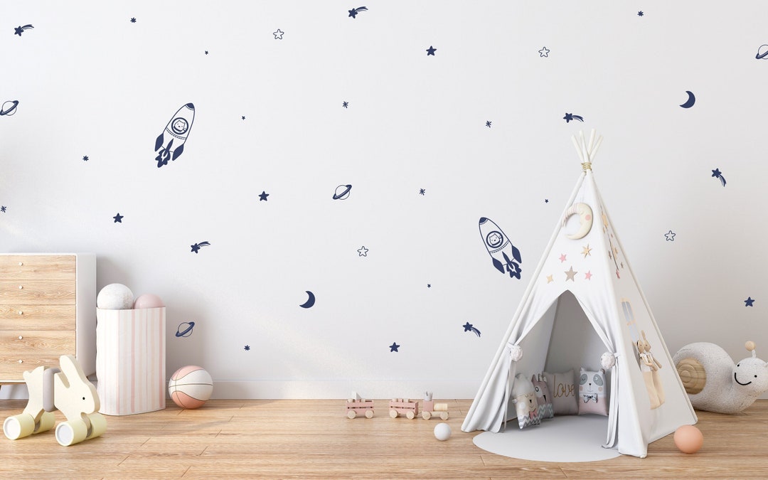 Space Wall Decals, Outer Space Decals, Rocket Wall Decals, Planets Wall ...