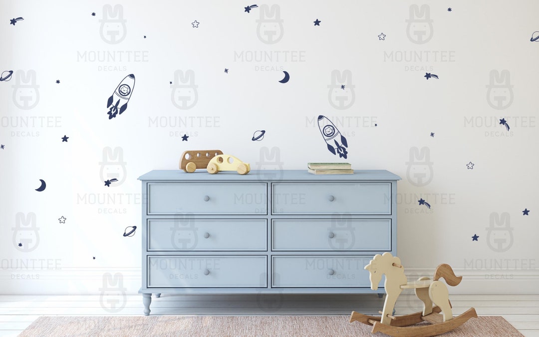 Space Wall Decals, Outer Space Decals, Rocket Wall Decals, Planets Wall ...