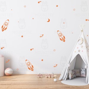 Space Wall Decals, Outer Space Decals, Rocket Wall Decals, Planets Wall ...
