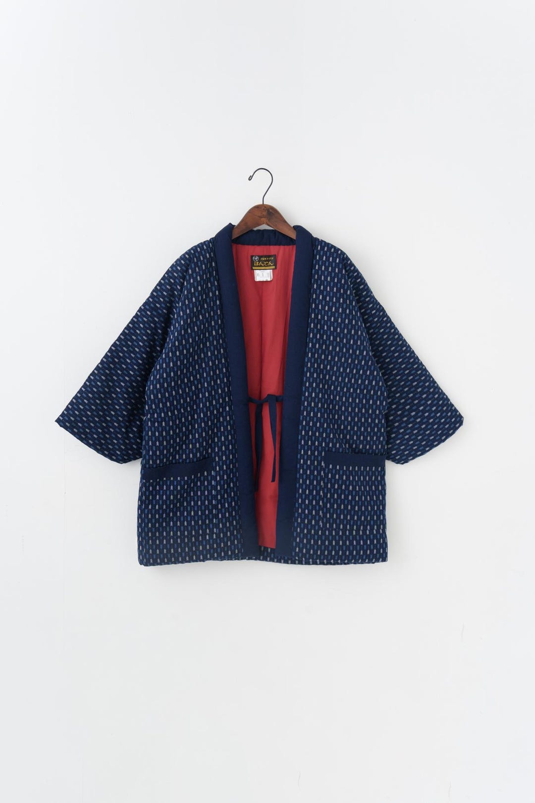 Hanten Jacket-arrow Pattern Kasuri/maroon/indigo/mustard/light Blue ...