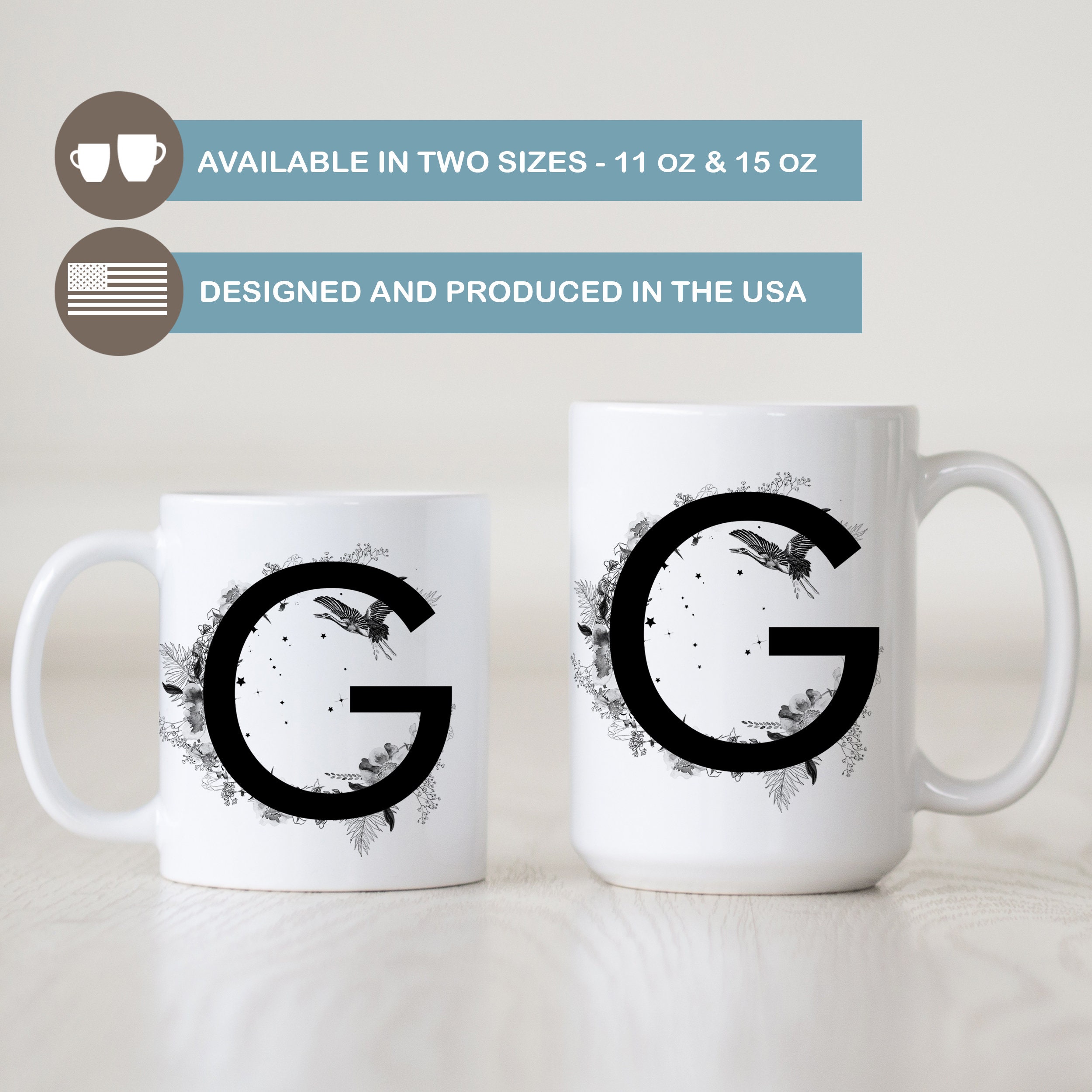 G Initial Monogram Coffee Mug More Letters Available | Etsy