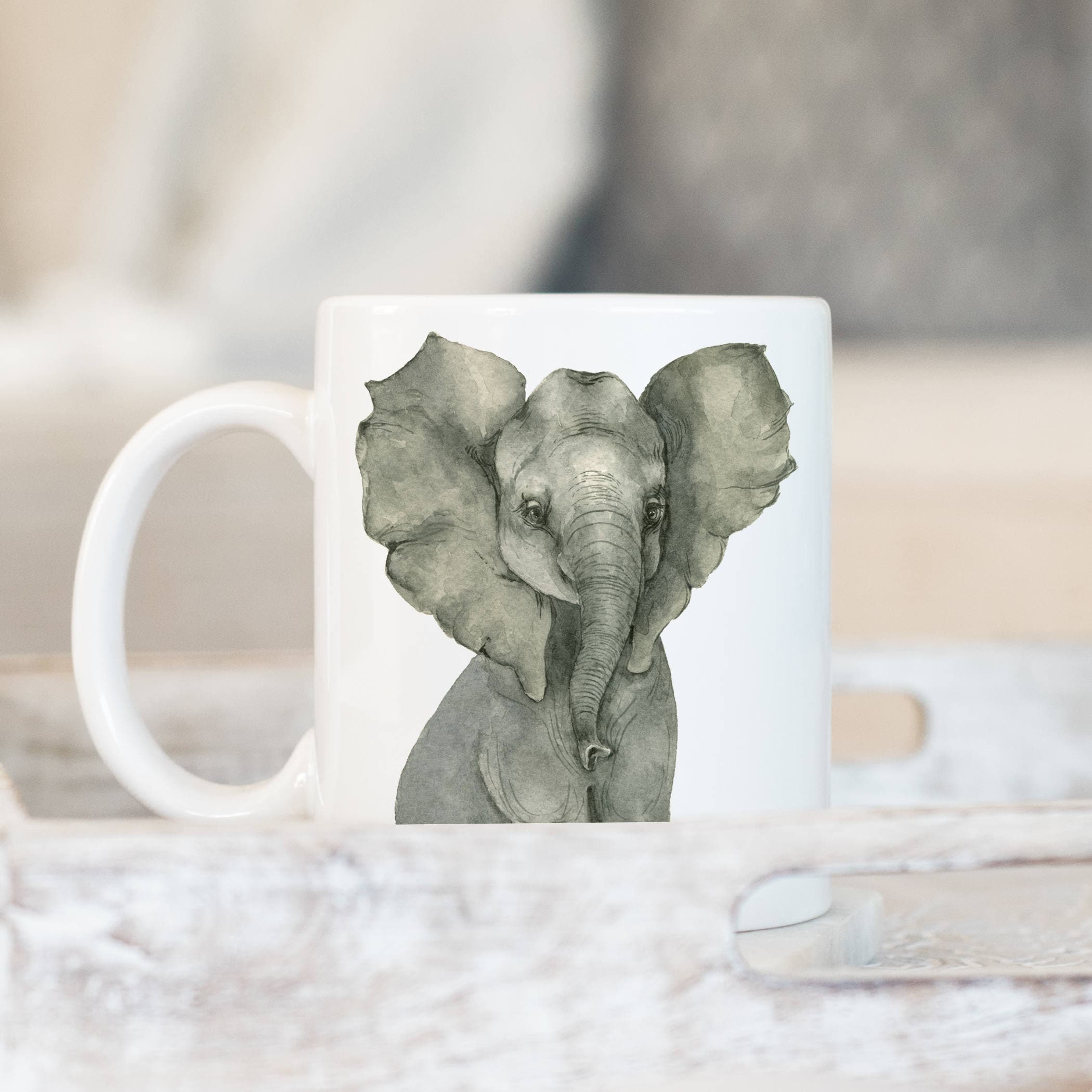 Watercolor Elephant Coffee Mug Elephant Mug Animal Mug | Etsy