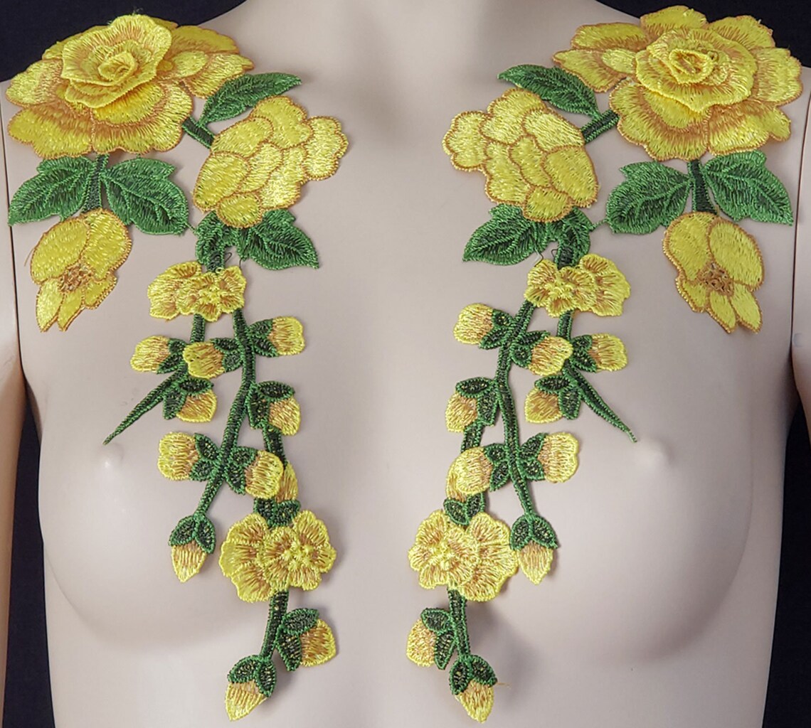 3D Yellow Rose Applique Floral Pair Sewing Venise Lace Dance | Etsy