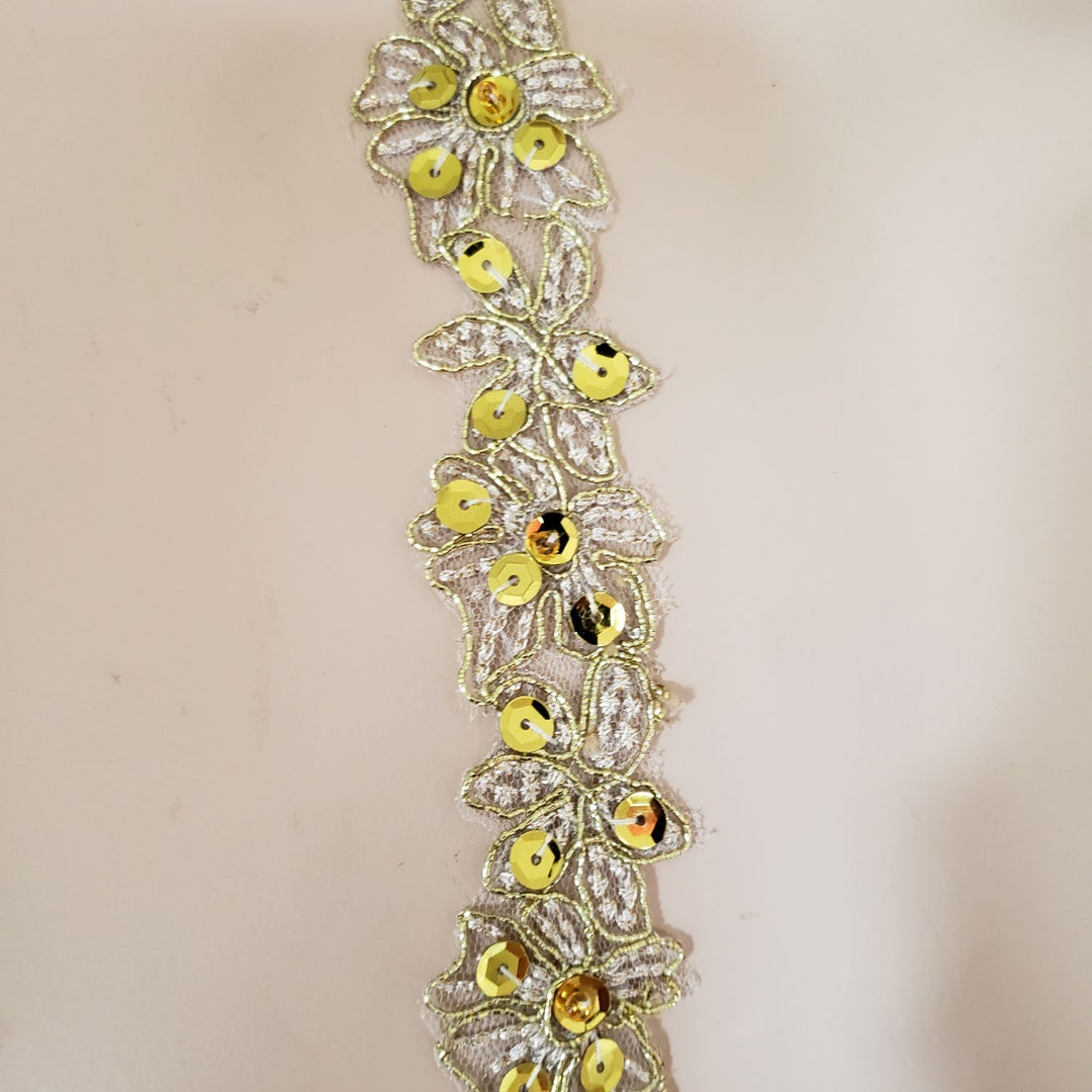 Metallic Gold Color Lace Trim 1 Yard (36 Inch) for Bridal, Bridesmaid ...