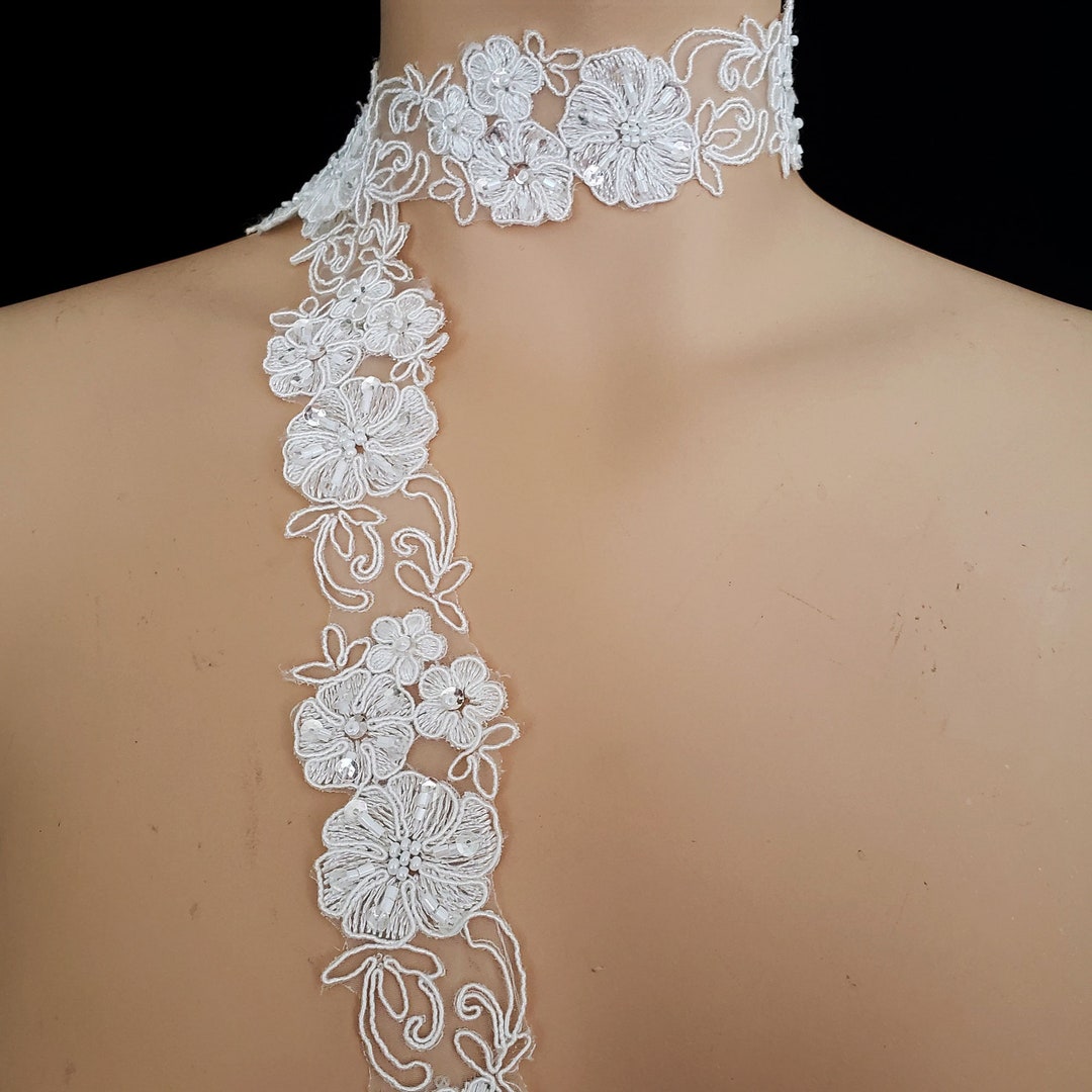 Ivory Color Lace Trim Applique 36 1 Yard for Bridal,bridesmaid,sash ...