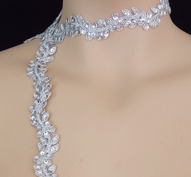 Metallic Silver Color Lace Trim 1 Yard 36 Inch for Bridal | Etsy