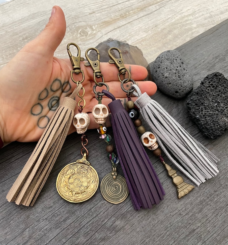 Tassel Keychain Aesthetic Keychain Tassel Bag Charm Leather - Etsy