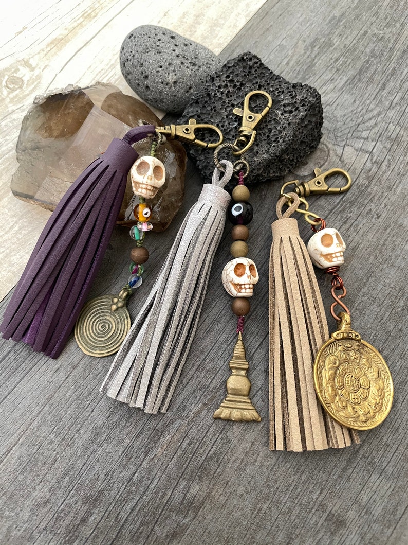 Tassel Keychain Aesthetic Keychain Tassel Bag Charm Leather | Etsy