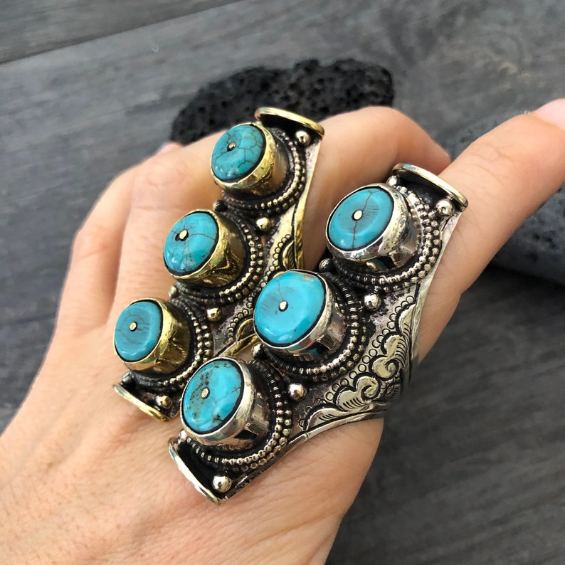 Three Stone Ring Chunky Rings Chunky Ring Semi Precious Ring - Etsy