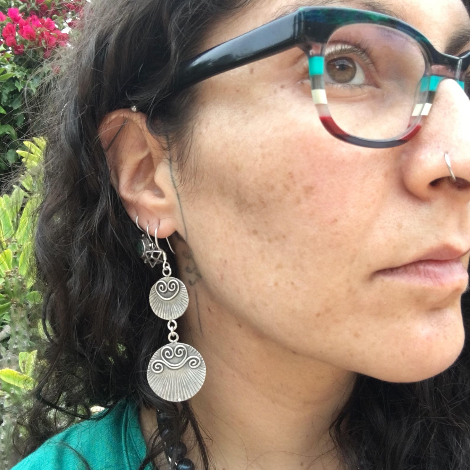 Disc Earrings Disk Earrings Handstamped Earrings Big Silver - Etsy