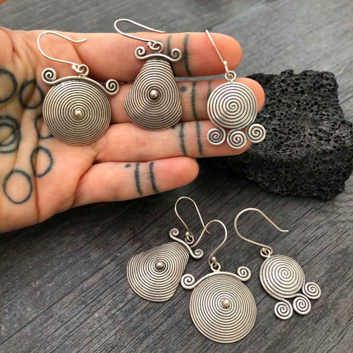 Aesthetic Earrings Artsy Earrings Chunky Silver Earrings Cool | Etsy