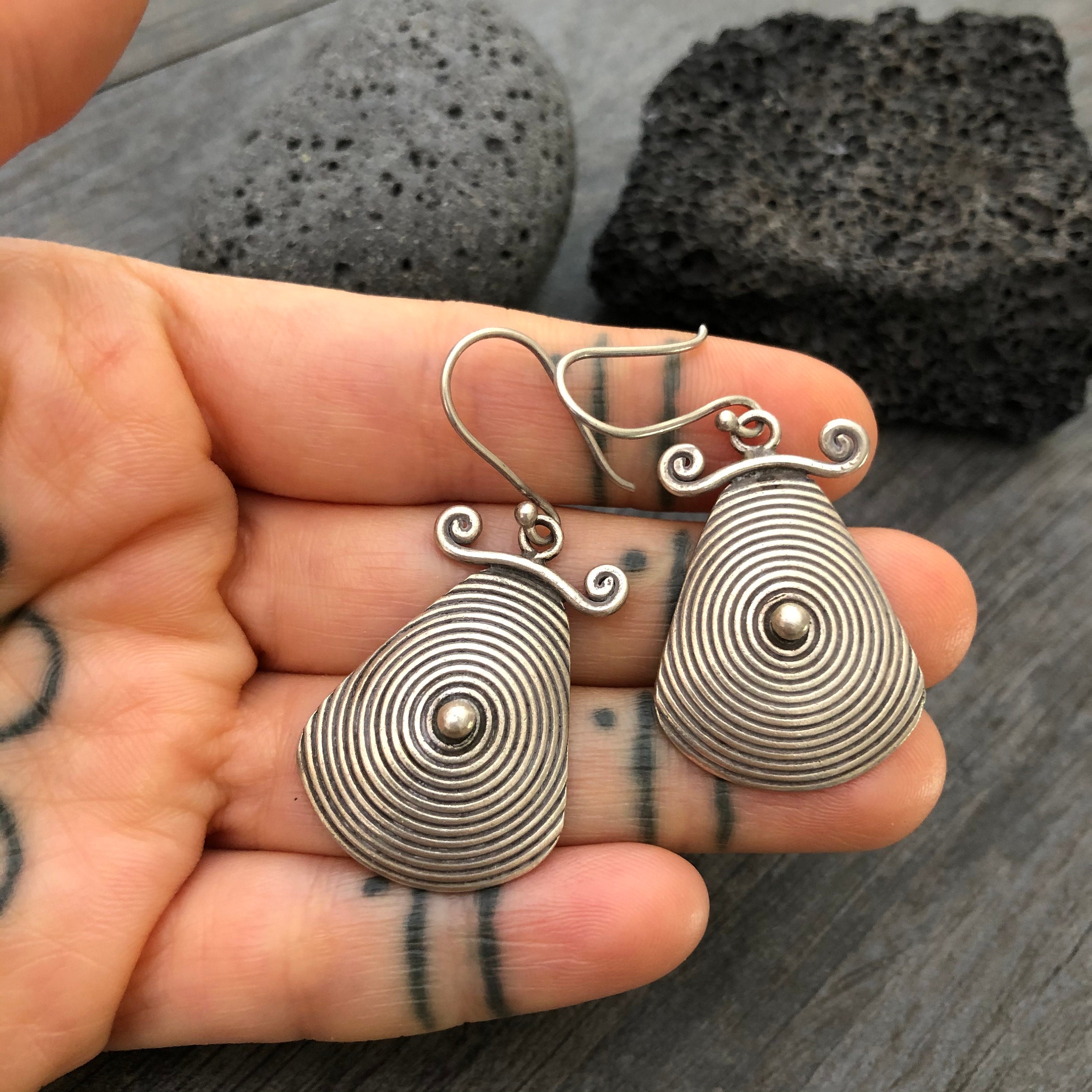 Aesthetic Earrings Artsy Earrings Chunky Silver Earrings Cool | Etsy