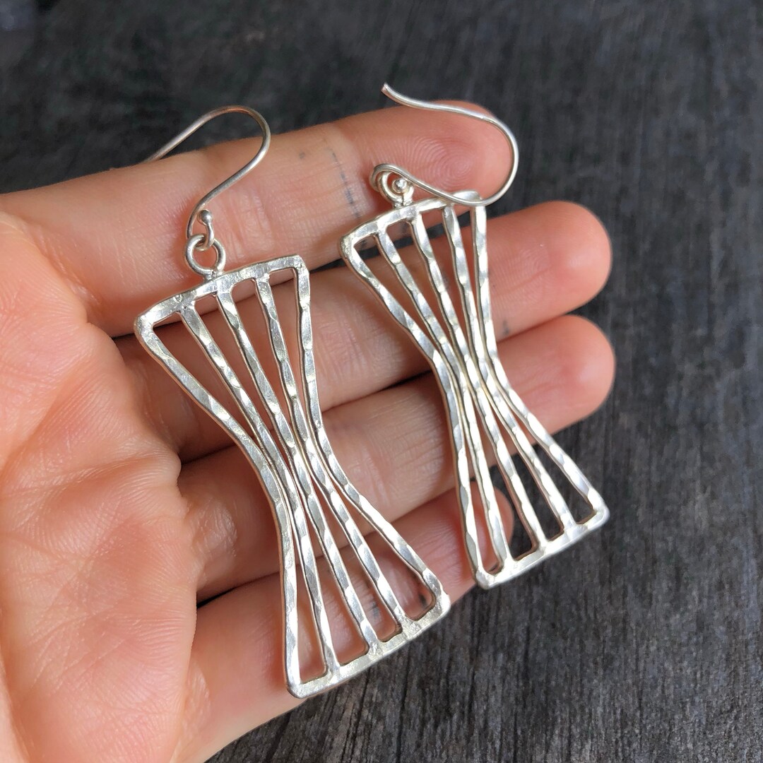 Big Silver Earrings Chunky Earrings Hanging Earrings Big Dangle ...