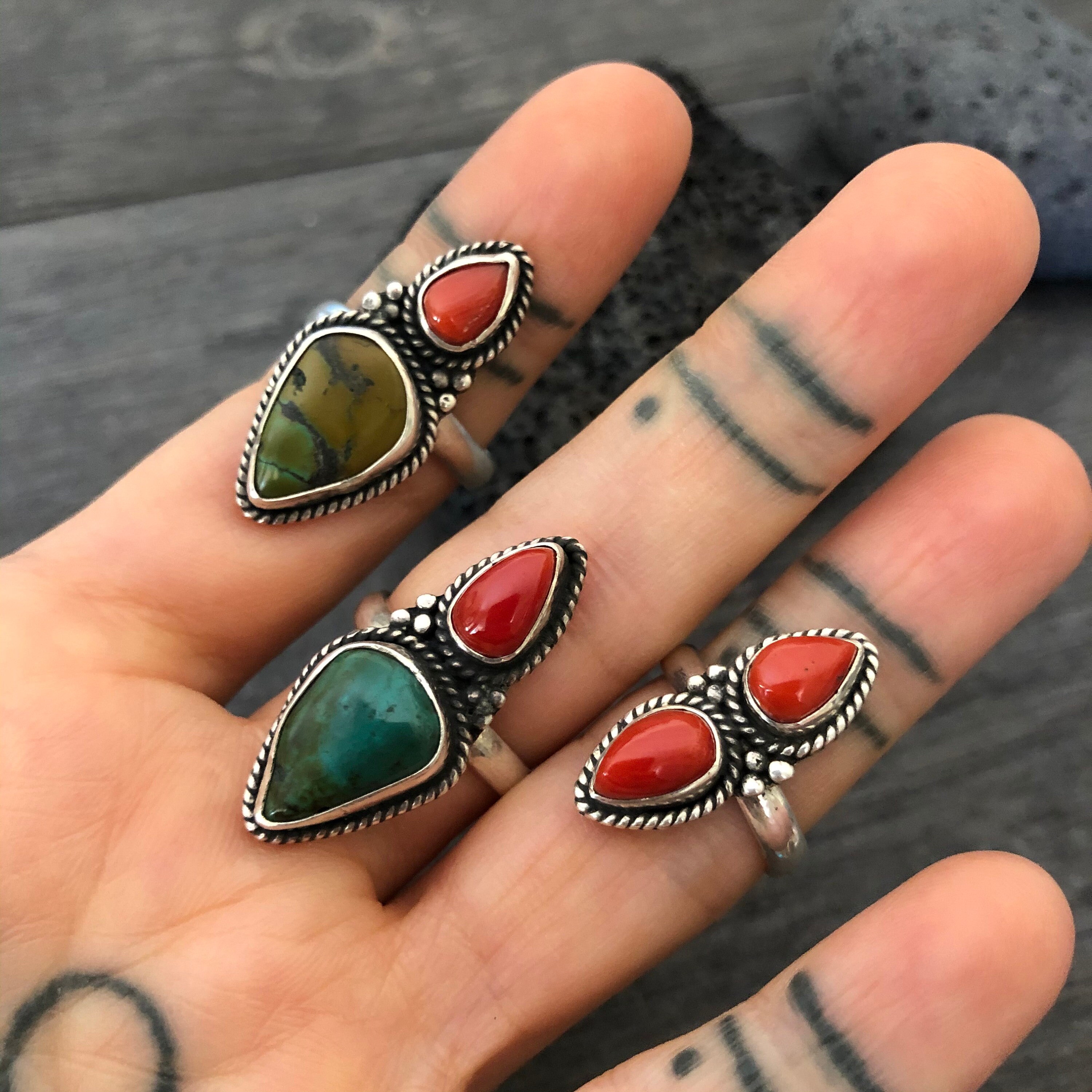 Semi Precious Ring Red Coral Ring Everyday Ring Cool Ring | Etsy