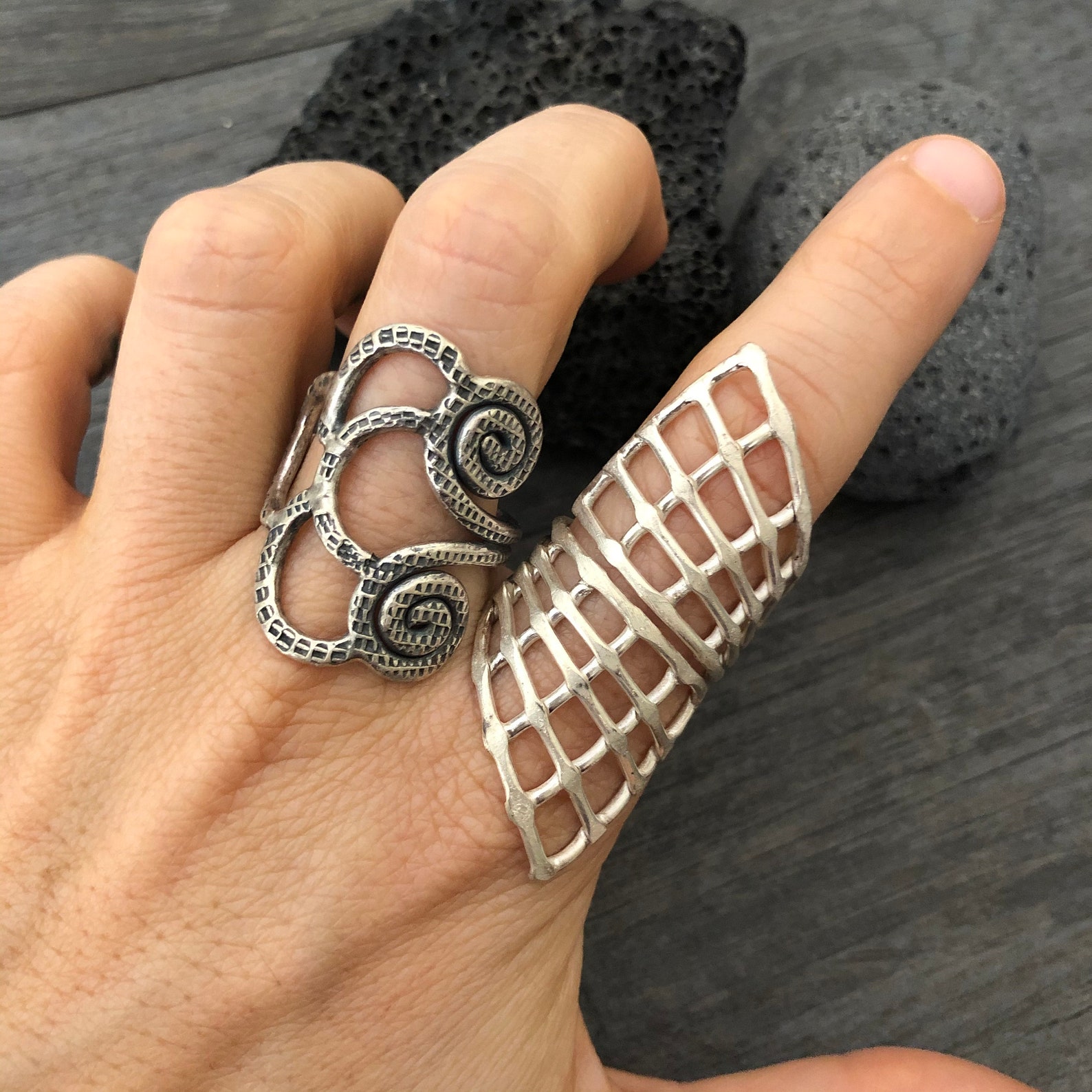 Chunky Silver Ring Chunky Rings Everyday Ring Long Ring Long | Etsy