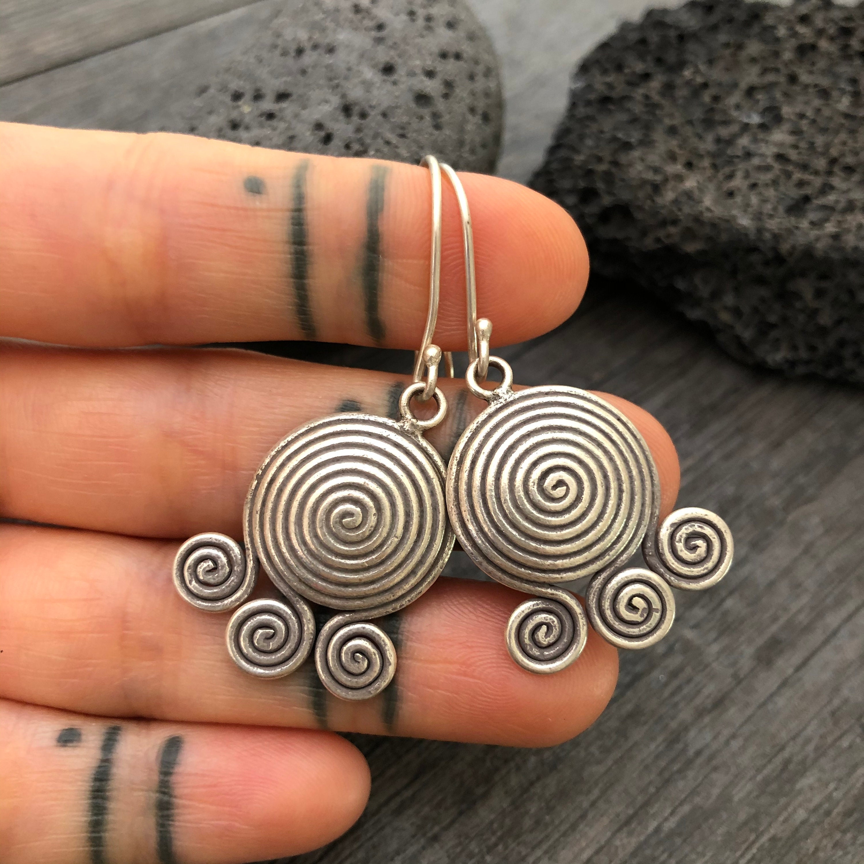 Aesthetic Earrings Artsy Earrings Chunky Silver Earrings Cool | Etsy