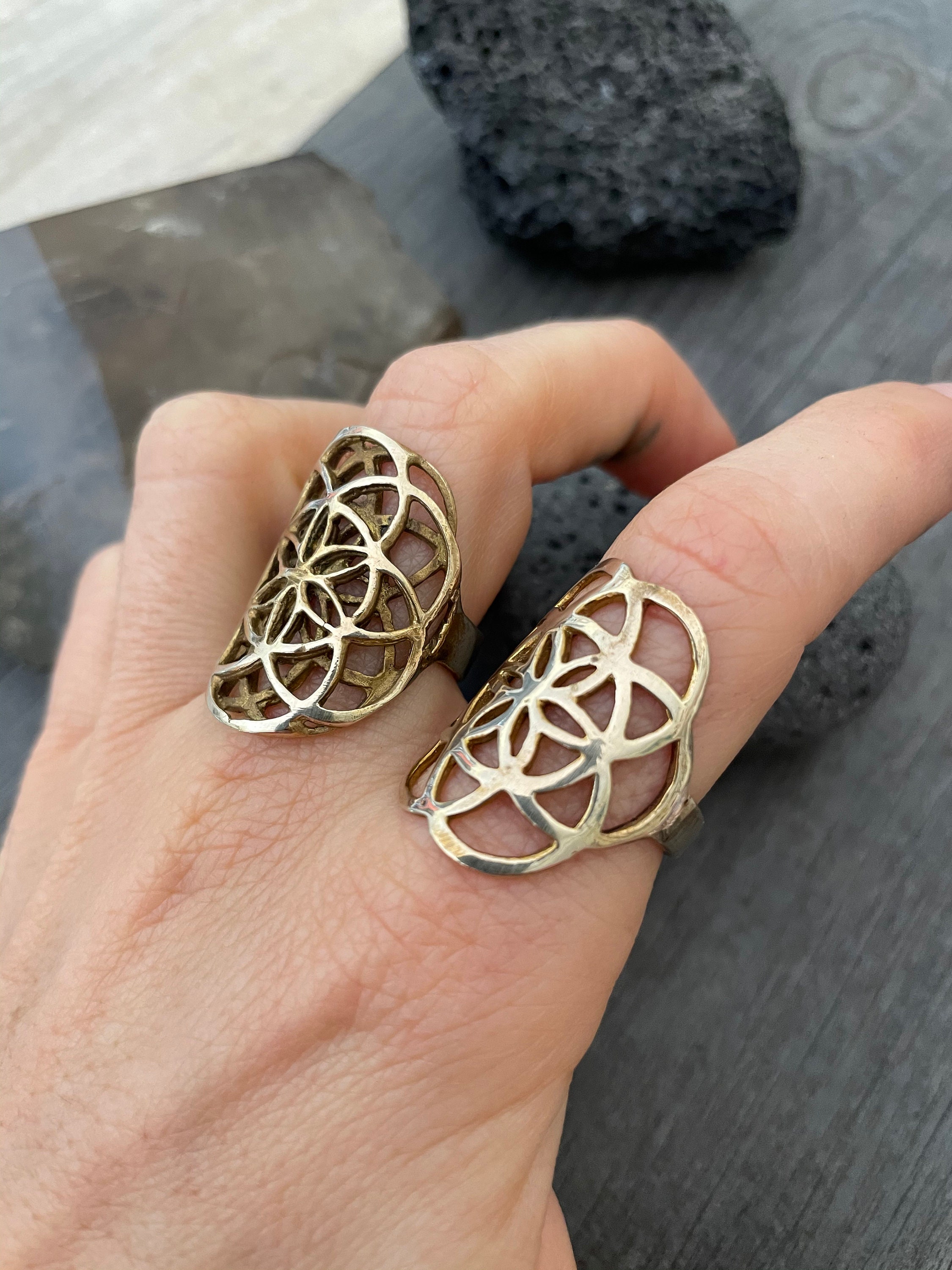 Flower of Life Ring Sacred Geometry Ring Spiritual Ring Sacred | Etsy