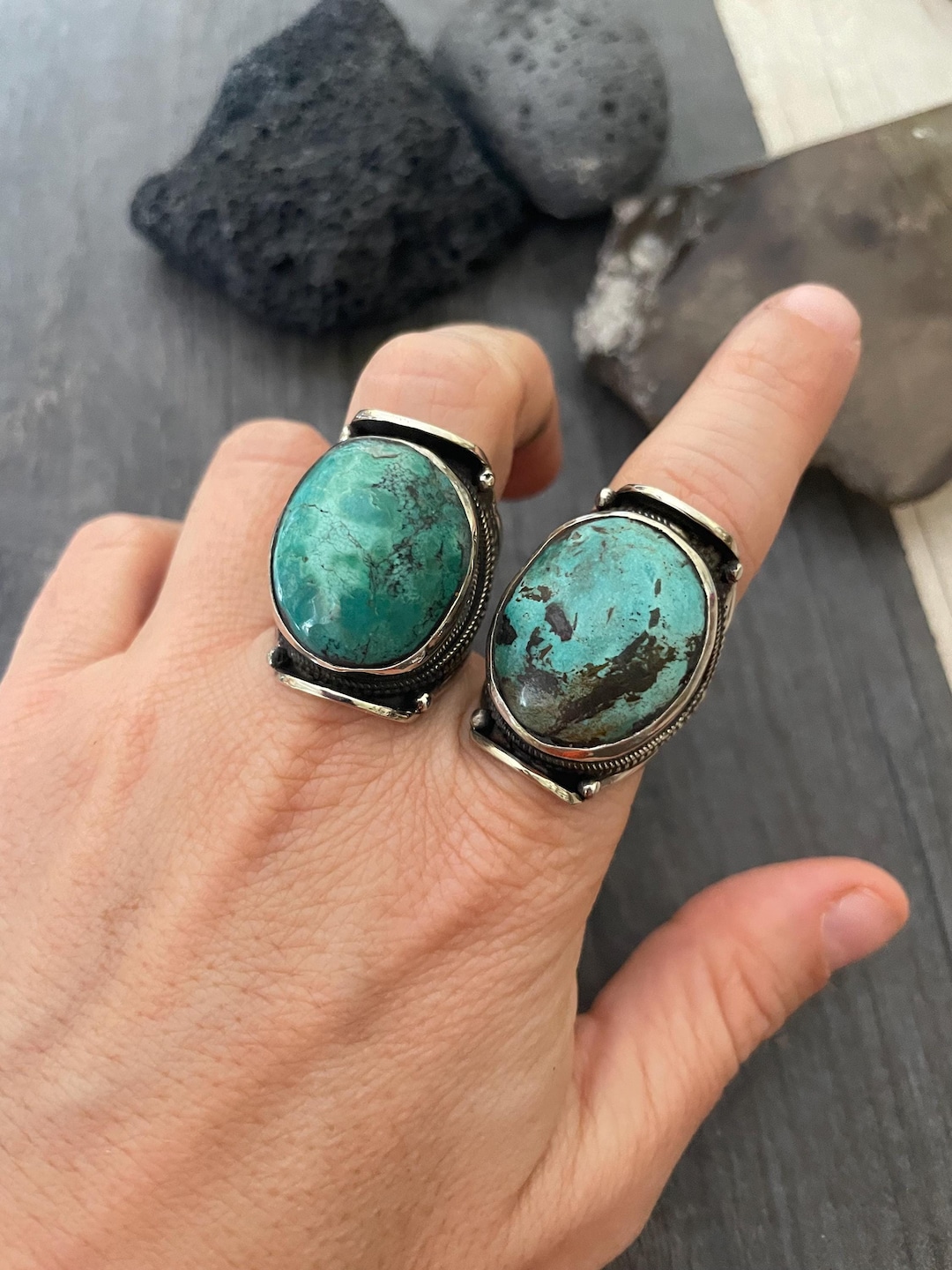 Turquoise Rings Mens Turquoise Ring Mens Rings Big Stone Ring Large ...