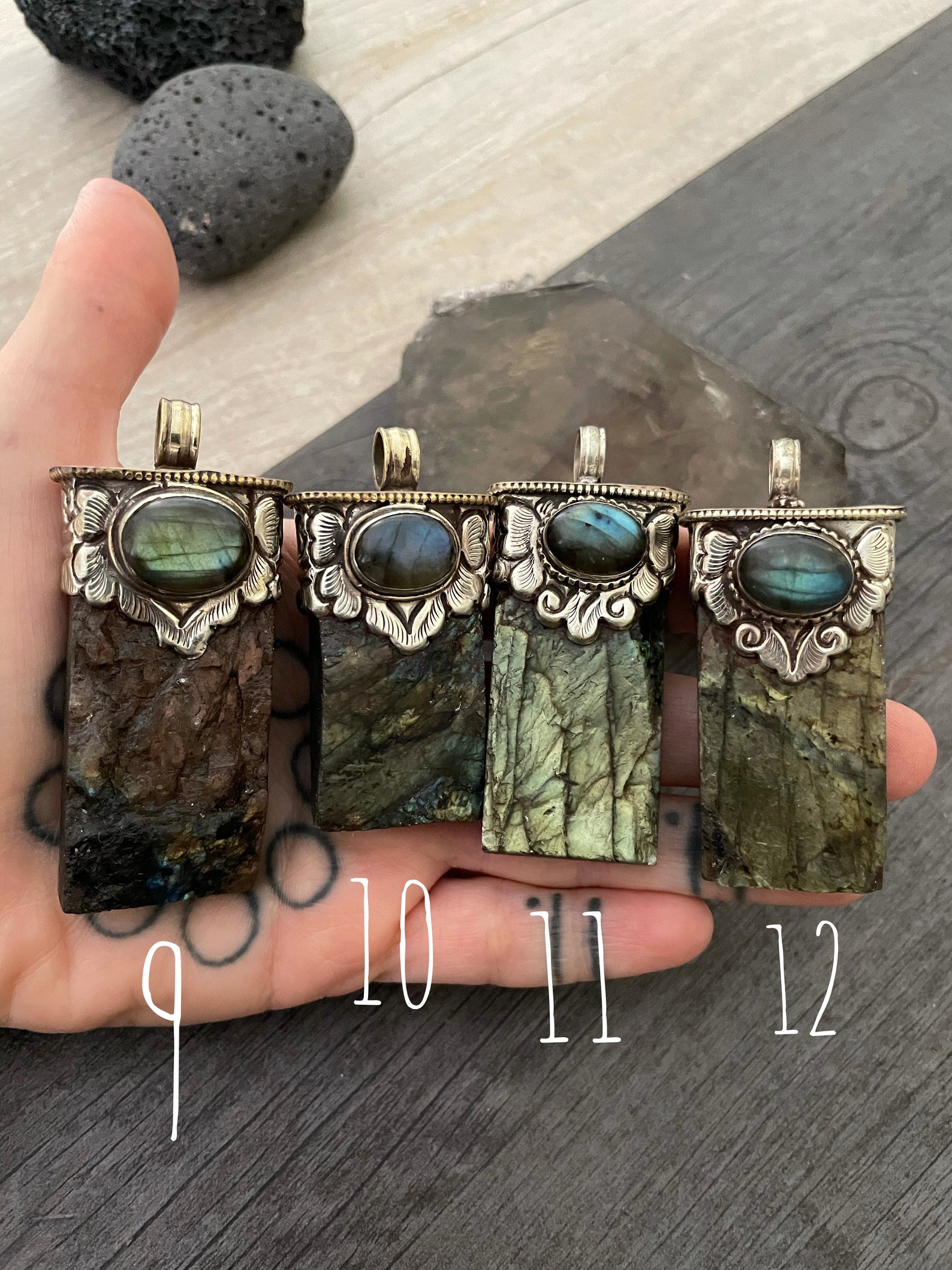 Huge Labradorite Big Stone Necklace Labradorite Pendant Purple ...