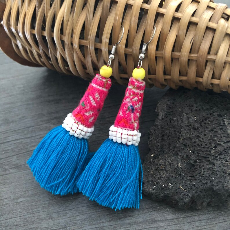 Tassle Earrings Dangle Earrings Cool Earrings Artsy Earrings - Etsy