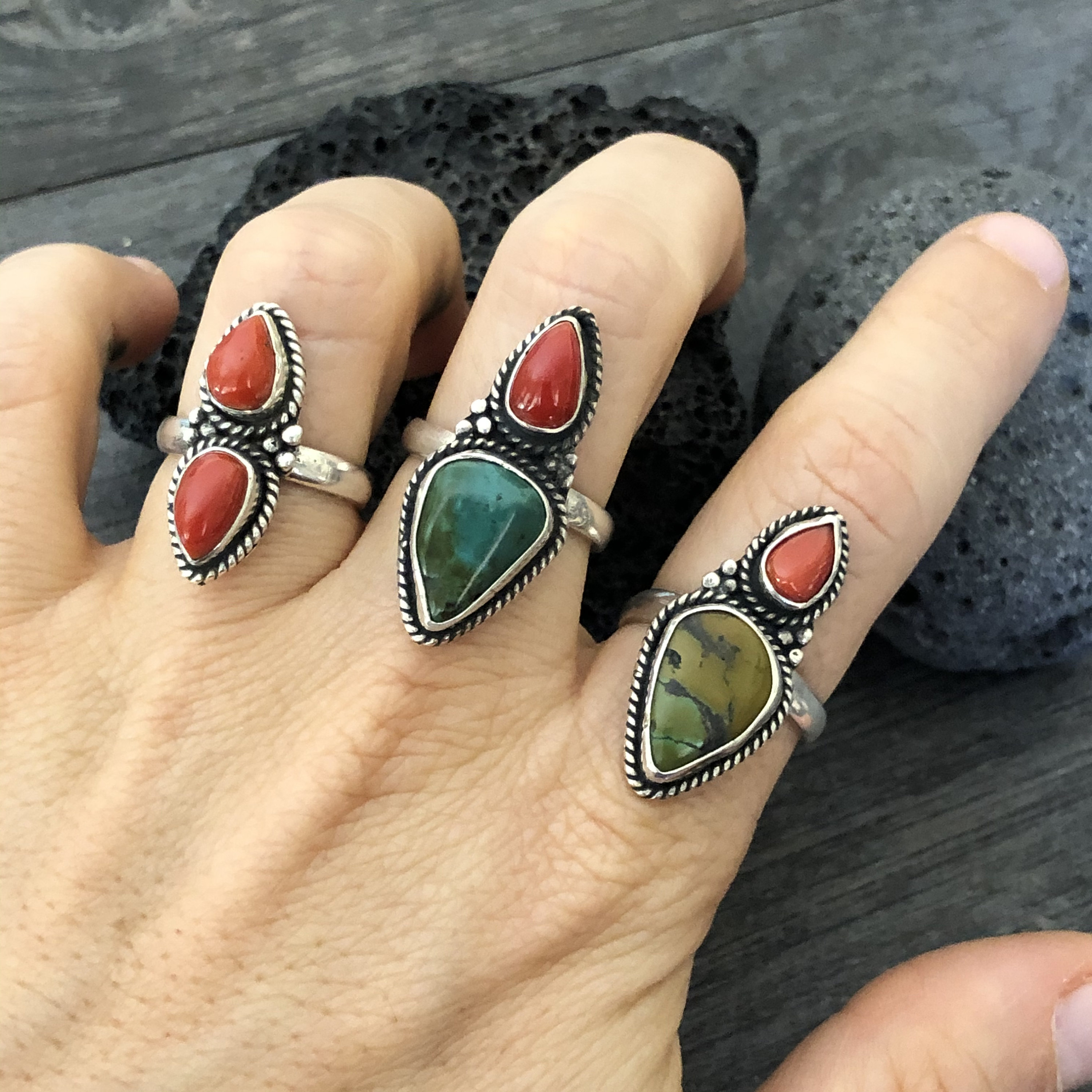 Semi Precious Ring Red Coral Ring Everyday Ring Cool Ring | Etsy