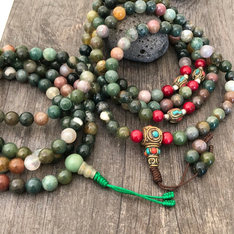 Buddhist Mala Jade Bead Necklace Japa Mala Mala Beads Mala Beads 108 ...