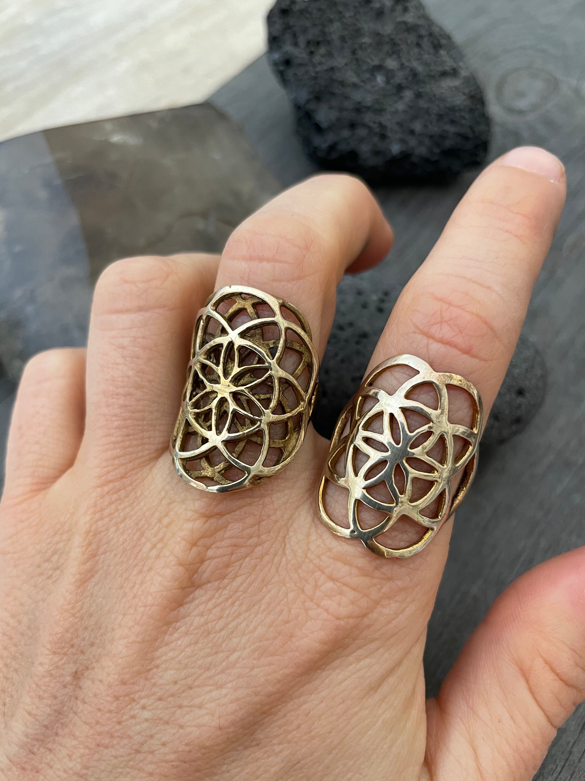 Flower of Life Ring Sacred Geometry Ring Spiritual Ring Sacred | Etsy