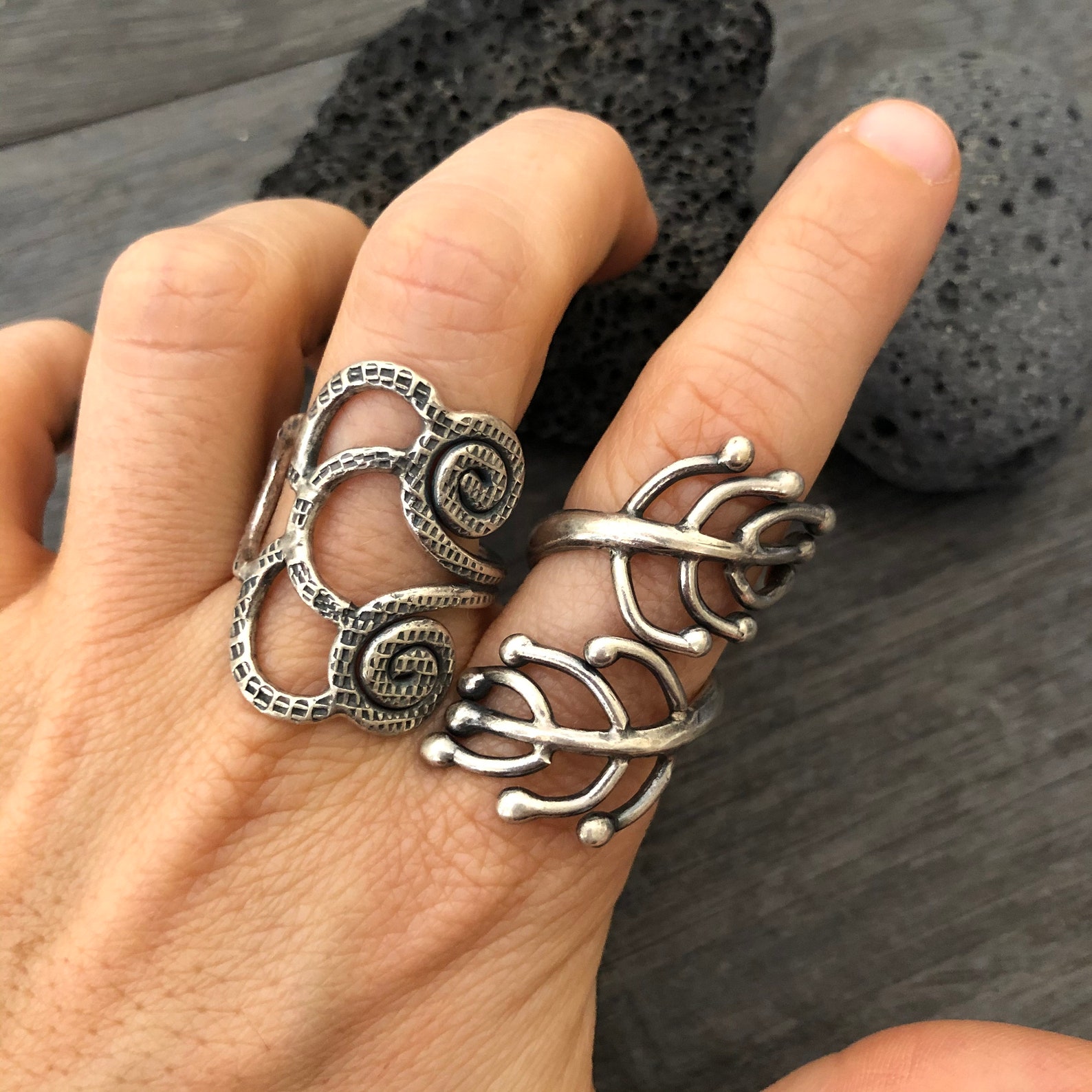 Chunky Silver Ring Chunky Rings Everyday Ring Long Ring Long | Etsy