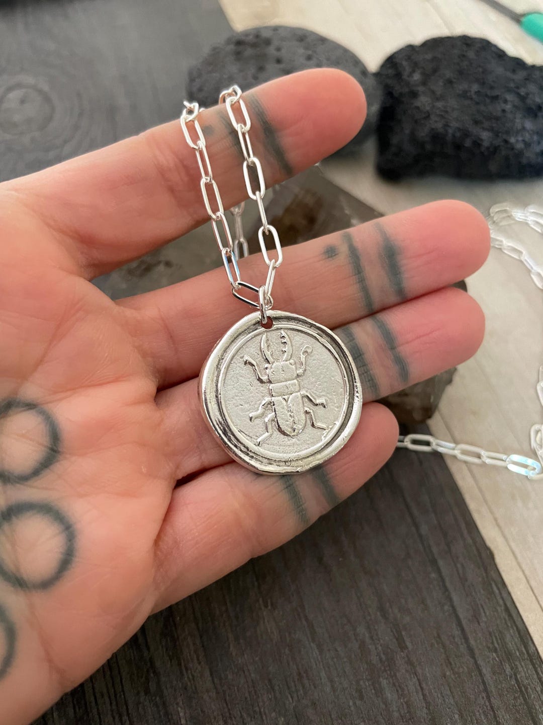 Silver Beetle Medallion Necklace: Insect Jewelry, Nature Inspired - Etsy