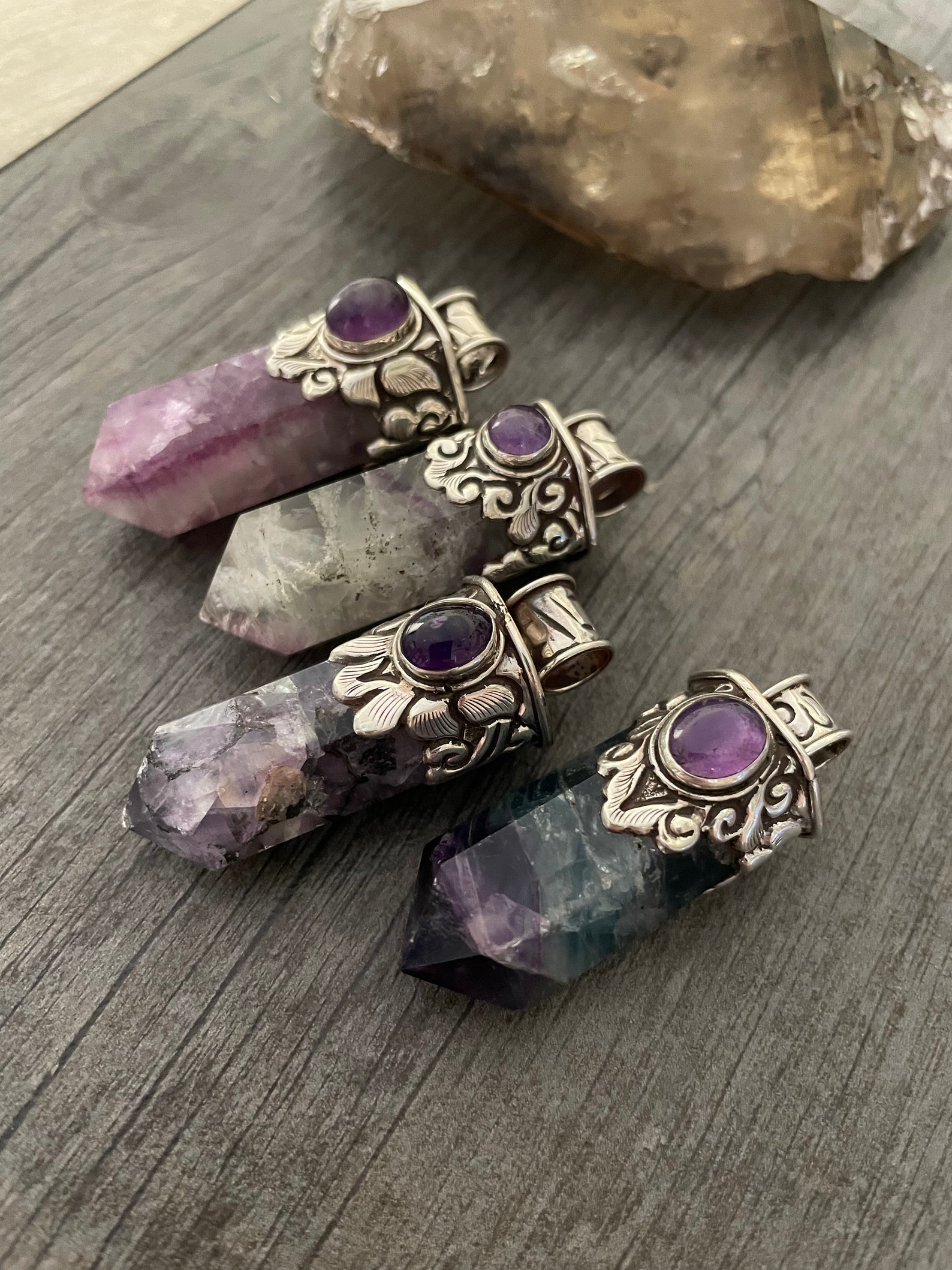 Fluorite Pendant Rainbow Fluorite Pendant Fluorite Necklace - Etsy