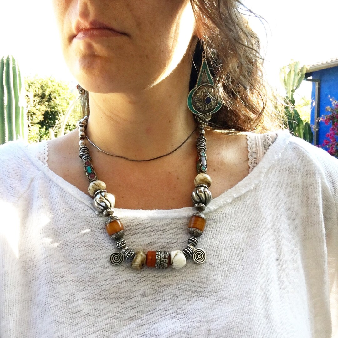 Bulky Necklace Thick Necklace Multi Color Necklace Spiral Necklace Fall ...