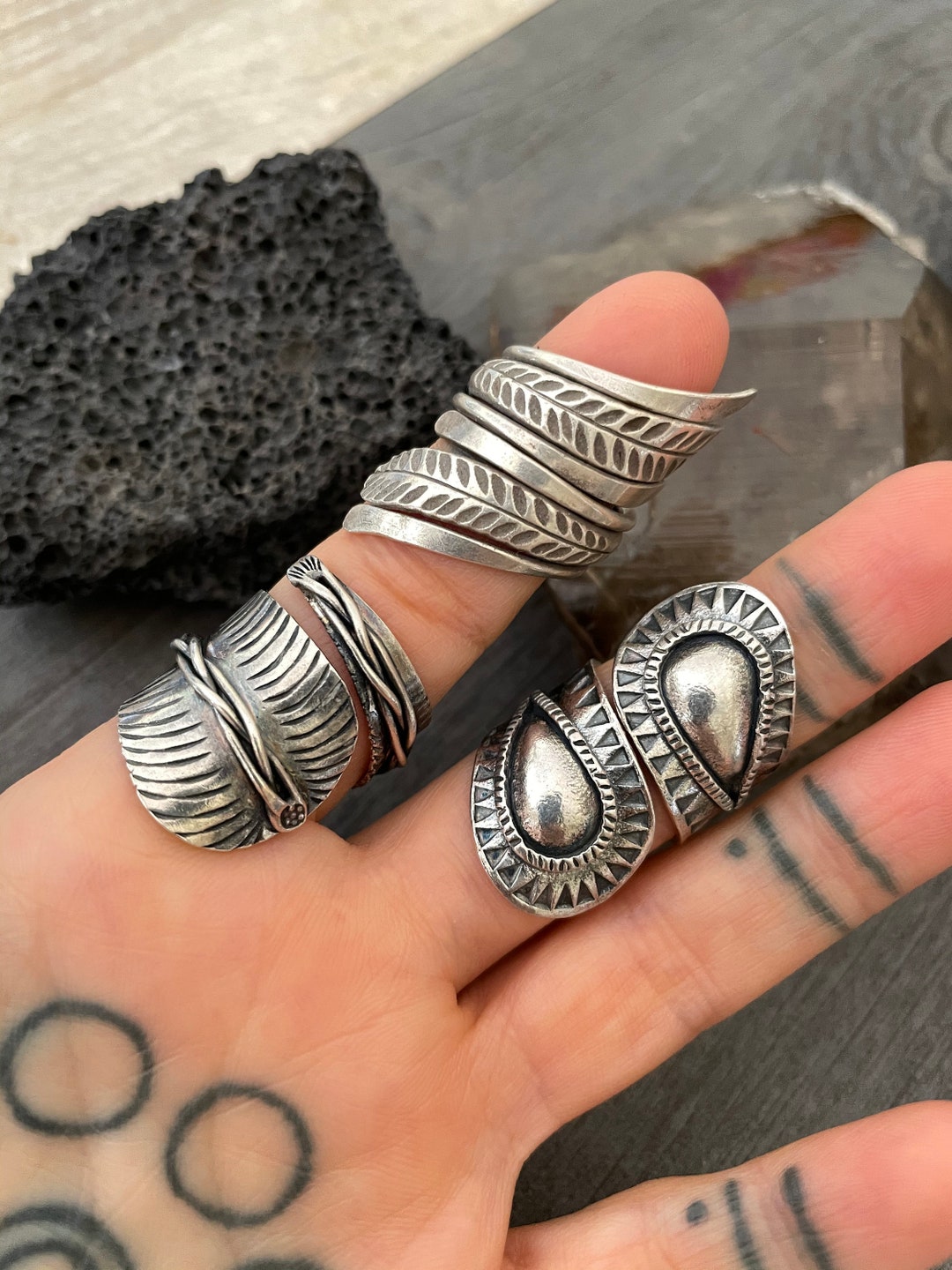 Chunky Rings Chunky Silver Ring Statement Ring Witch Ring Adjustable ...
