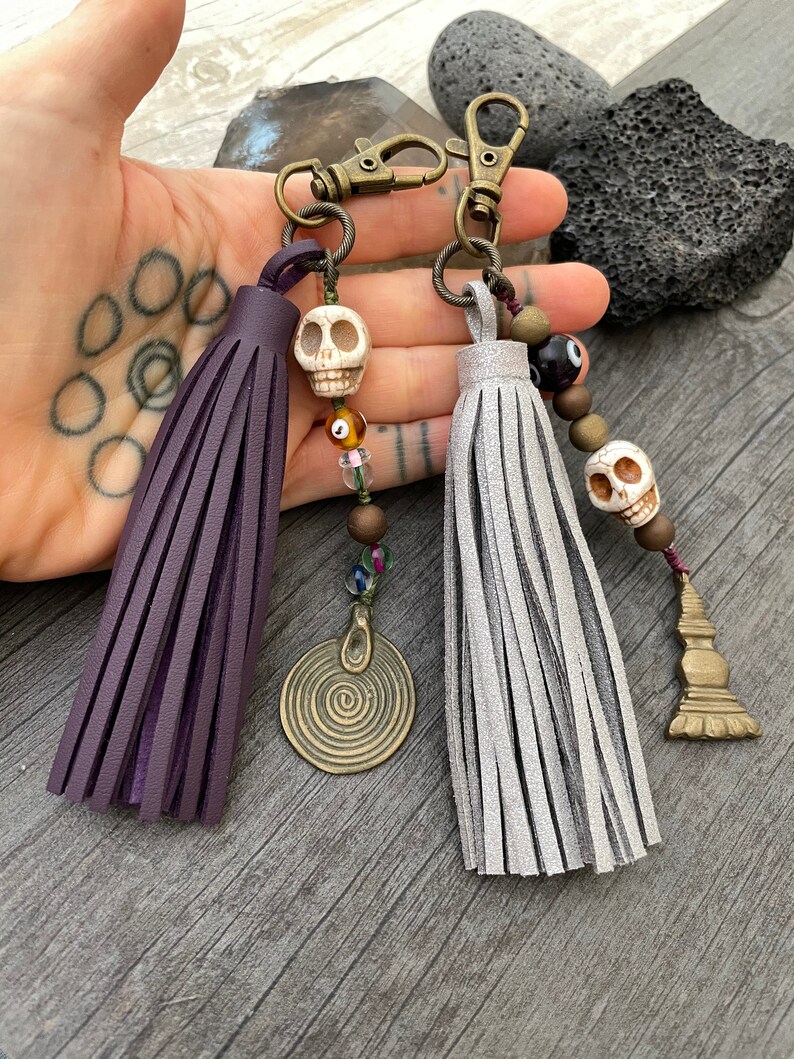 Tassel Keychain Aesthetic Keychain Tassel Bag Charm Leather - Etsy