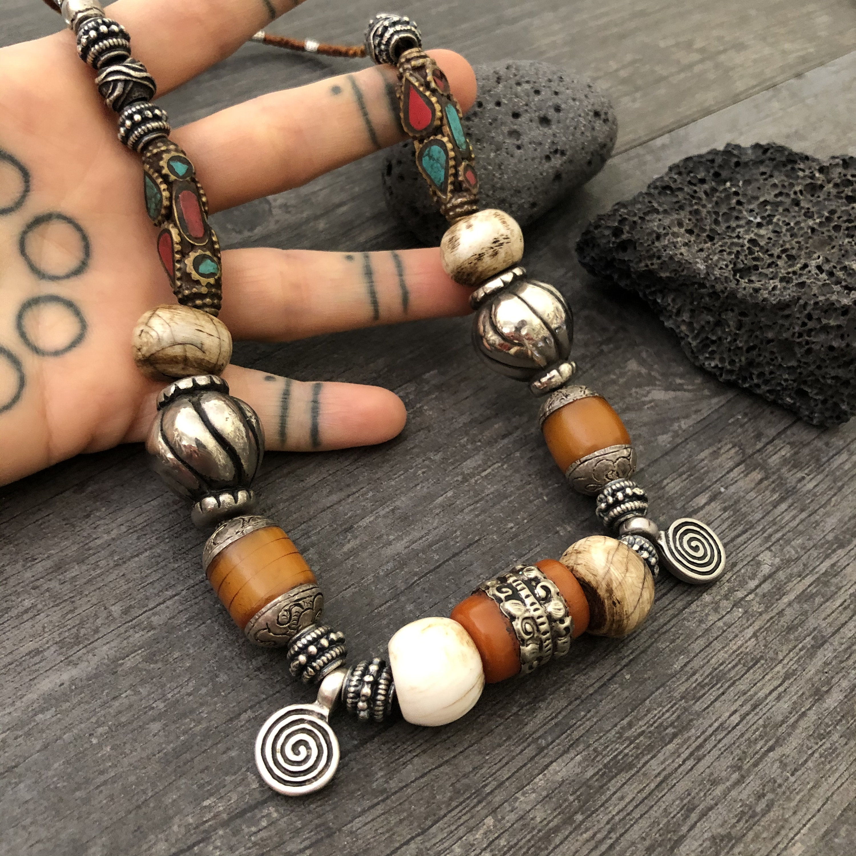 Bulky Necklace Thick Necklace Multi Color Necklace Spiral Necklace Fall ...