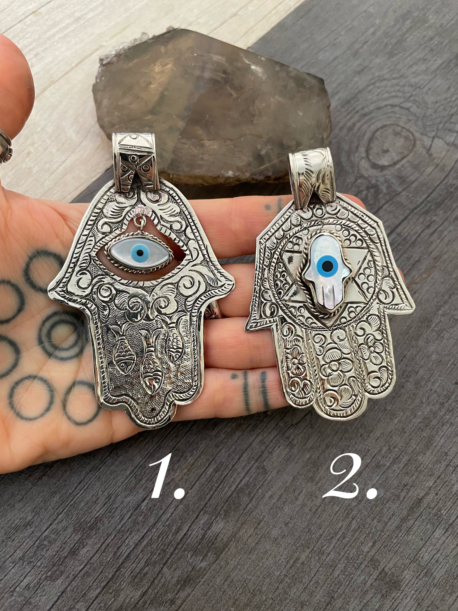 Hamsa Pendant Hamsa Necklace Evil Eye Pendant Hamsa Hand - Etsy