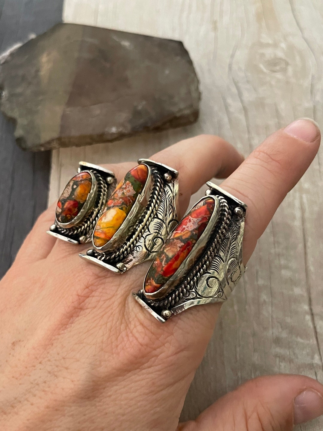 Jasper Ring Red Jasper Ring Gemstone Ring Large Stone Ring Large Statement Ring Chunky Ring Boho ...