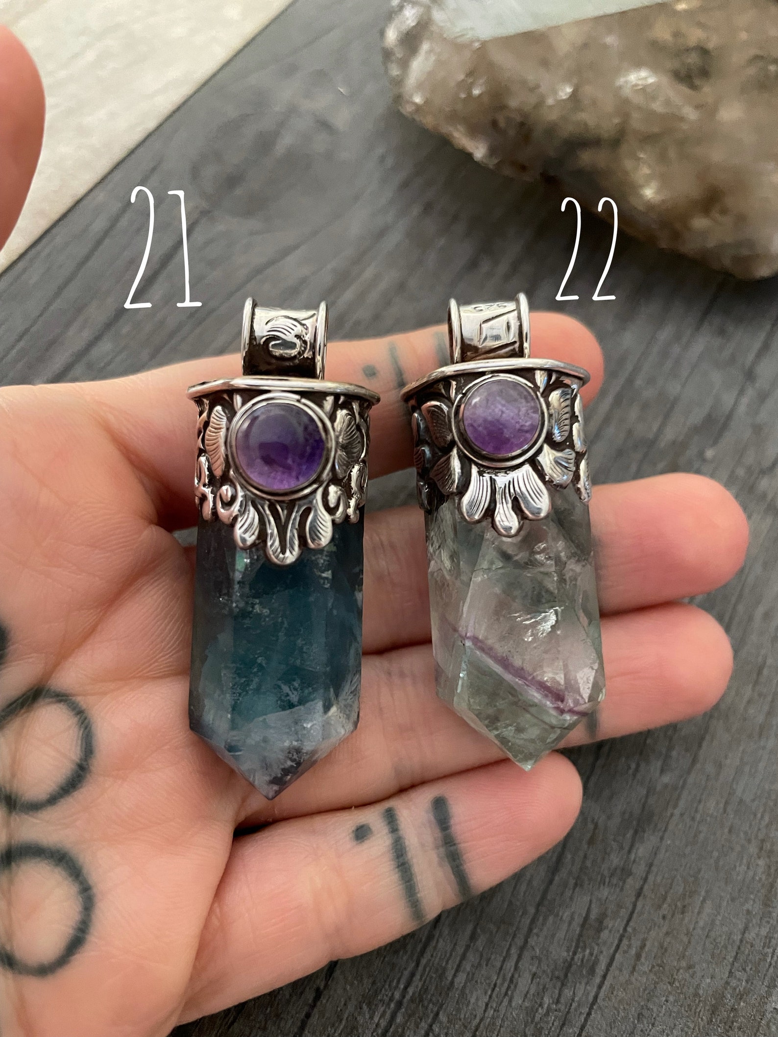 Fluorite Pendant Rainbow Fluorite Pendant Fluorite Necklace - Etsy